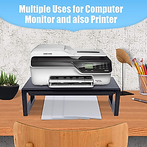 Monitor Stand Riser, Kavalan Lightweight 4 Level Height Adjustable Computer Monitor Stand & Desktop Printer Stand with Storage Drawer for Office Desk Accessories, Supports up to 5kg PC Monitor, Laptop