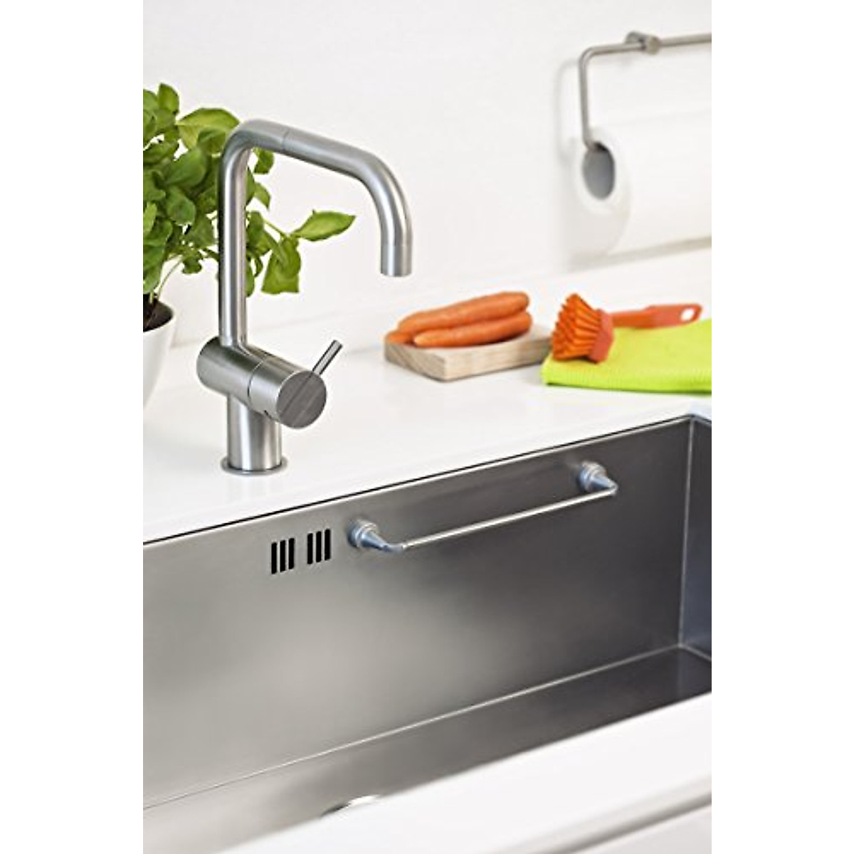 Reenbergs Magnetic Dish Cloth Rail Inside Sink Danish Design Made in Denmark (Regular Magnets for S/S Sink, Stainless Steel)