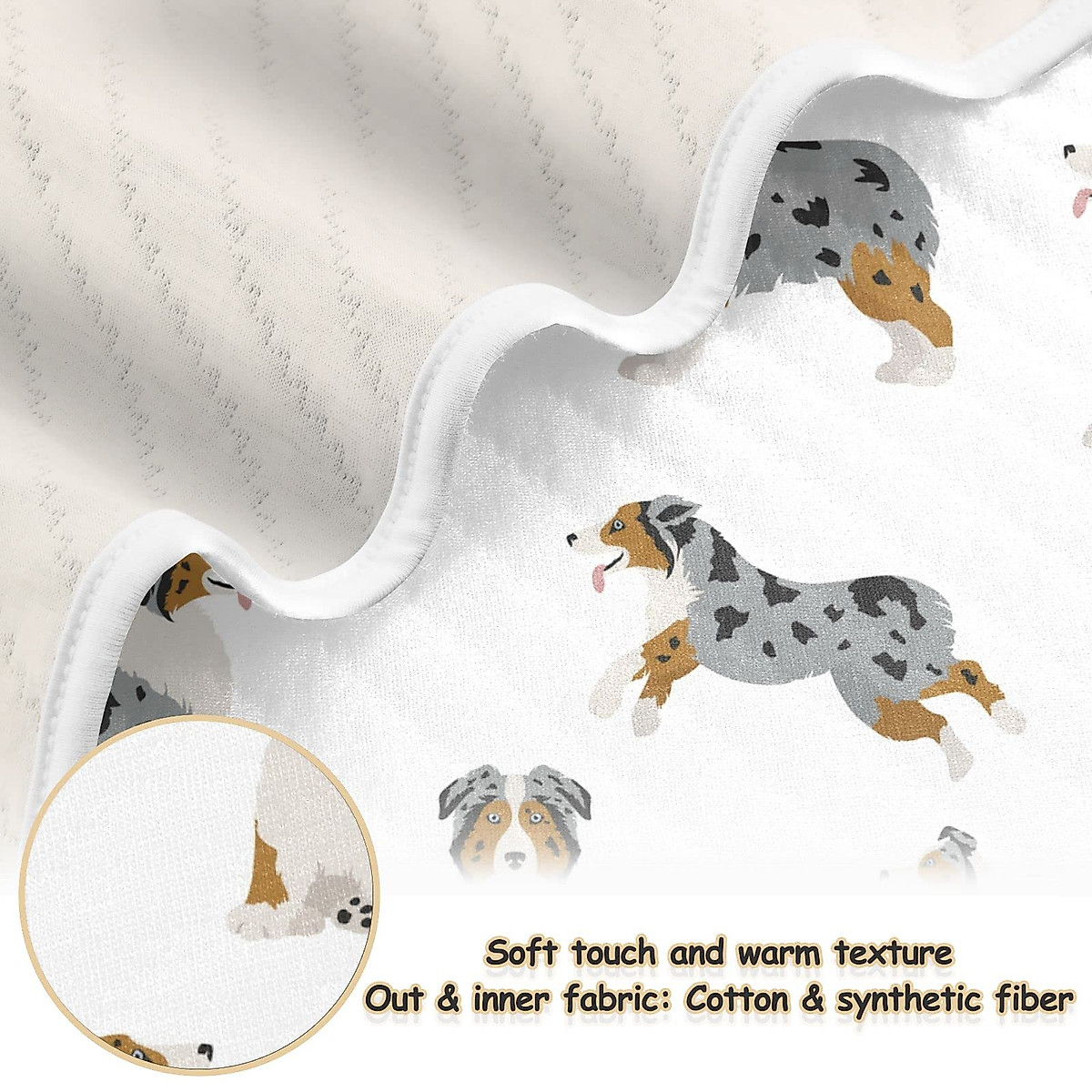 Ollabaky Australian Shepherd Dog Baby Blanket for Boys Girls Cotton Throw Blanket Swaddle Blanket for Crib Stroller Nursery Receiving Blanket Infant Toddler Unisex 30"x40"