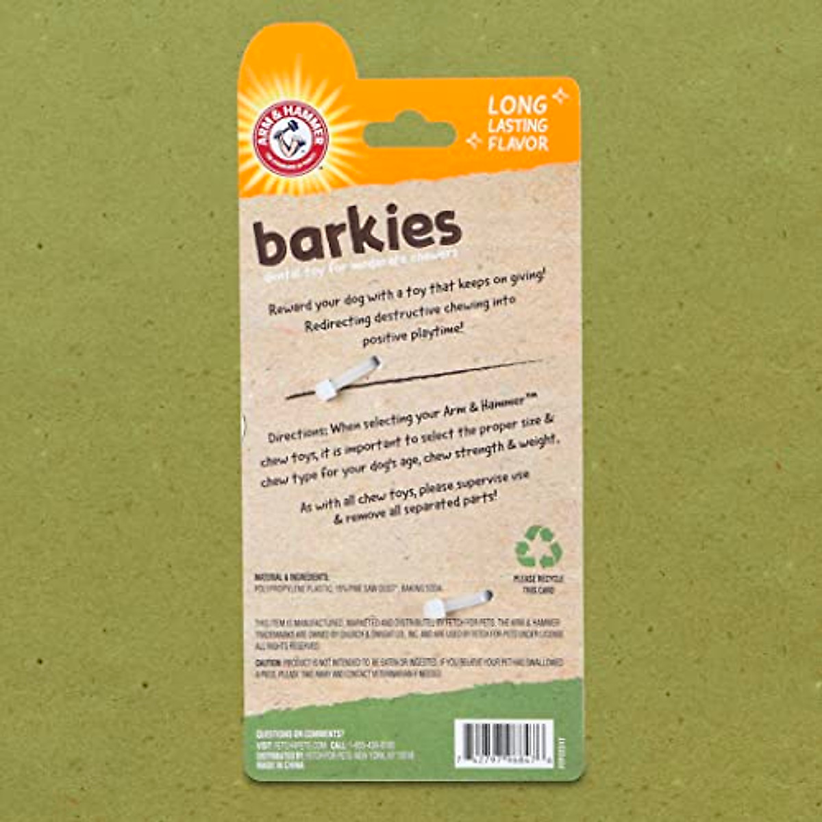 Arm & Hammer for Pets Barkies Tree Branch Compressed Wood Collection, 8 Inch Bacon Flavored Wood Blend Chew Toy for Dogs | Faux Stick, Splinter-Free, Safer & Durable Alternative to Chewing Sticks