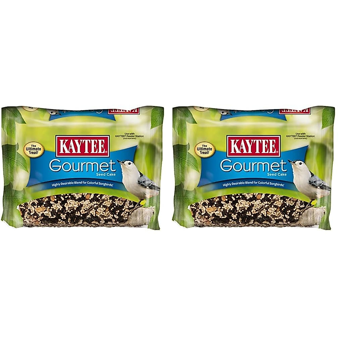 Kaytee Wild Bird Gourmet Seed Cake for Cardinals, Chickadees, Juncos, Titmice, Woodpeckers and More, 2 Pounds (Pack of 2)