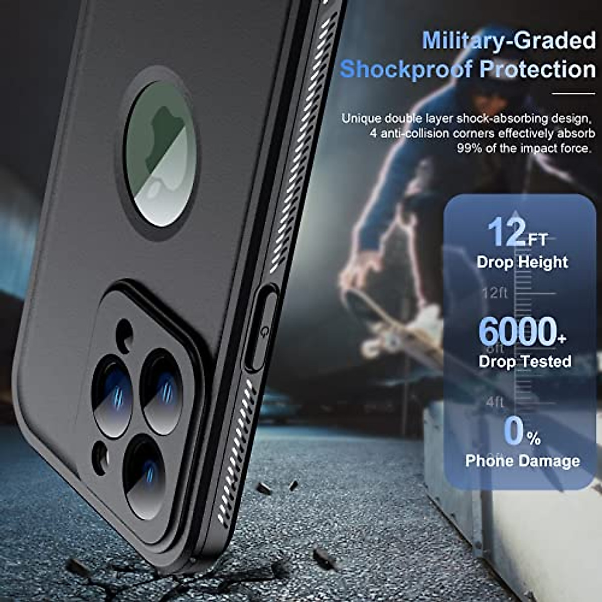 Temdan [Real 360 for iPhone 13 Pro Max Case Waterproof, Built-in 9H Tempered Glass Camera Lens & Screen Protector [Dustproof] [Dropproof][IP68 Underwater] Full-Body Shockproof Phone Case-Black