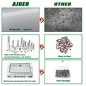 AJUER 1200pcs M2/M2.5/M3/M4 hex Socket Head Cap Screws Bolts Nuts Washers Assortment Kit, 304 Stainless Steel Metric Screw Set, Small Bolts and Nuts Kit
