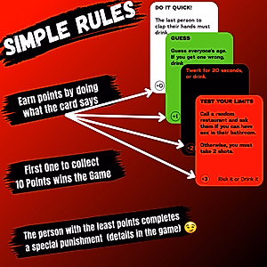 Fun Drinking Game for Parties: 150 Hilarious Dares & Risky Questions for Adults Games Nights - Adult Cards for Party Pregames, College or Bachelorette