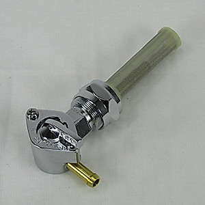 1975-2006 Harley Davidson 22mm Filtered Petcock 90 Degree Elbow Fuel Shut Off Valve - For Use with 1/4" ID Fuel Hose - Replaces HD Part # 62168-81 - Chrome Plated - Motorcycle Chopper Bobber