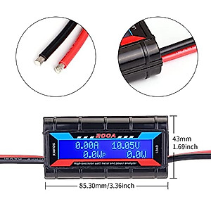 200A High Precision Power Analyzer Watt Meter Battery Consumption Performance Monitor with LCD Backlight for RC, Battery, Solar, Wind Power…