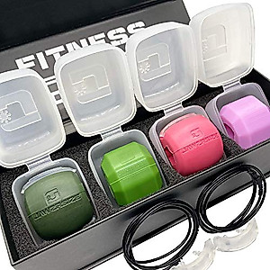 Jawzrsize Athletic Bundle Jaw Enhancer - Jaw, Face, and Neck Exerciser, Helps Reduce Stress and Cravings - Facial Exercise (Pop N Go & Custom Fit (Beg., Int., & Elite), Pink and Green)