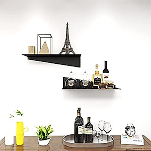 POEMAX Floating Shelves,Metal Wall Shelf Set of 2,Heavy-Duty Hanging Shelves,Multiple Combination Mode Wall Mounted Shelves