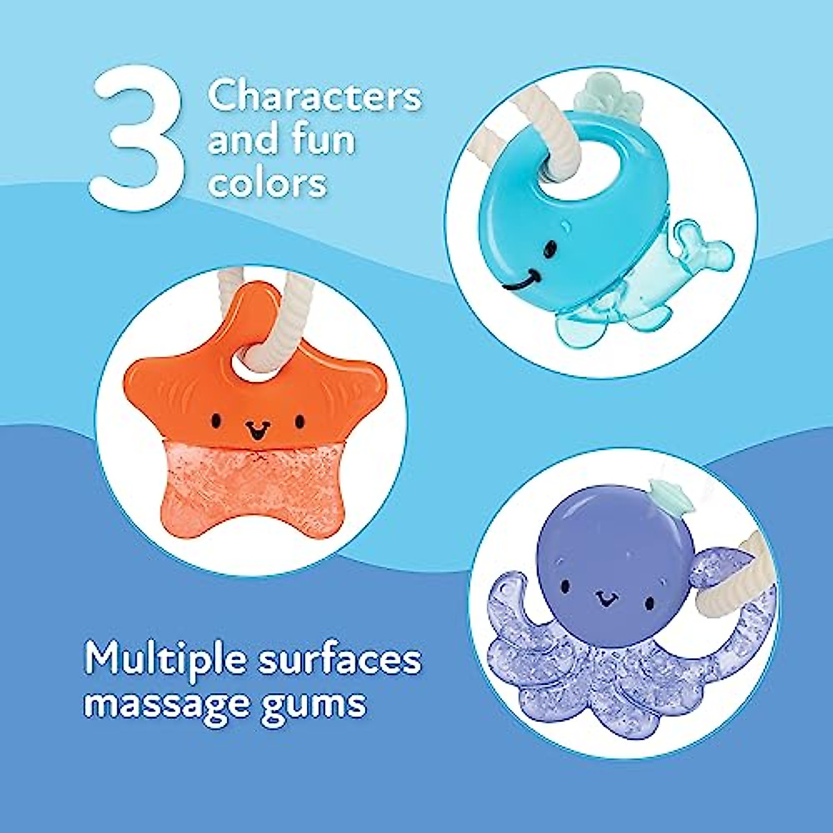 Nuby Ice Gel IcyBite Sea Teether Keys, 3M+ Multi