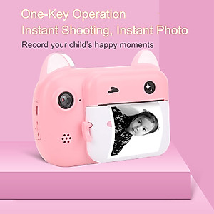 Children Mini Camera, Built-in 1000mah Rechargeable Lithium Battery Dual Camera Design 1080P HD Instant Print Camera 1080P HD for Kids