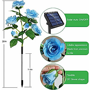 New Upgraded 4-Pack 24 Roses Solar Garden Lights Outdoor Decor, Waterproof Outside Yard Decor Stake Lights, Solar Rose Flower Garden Stake Lights for Garden Yard Christmas Cemetery Grave Decorations