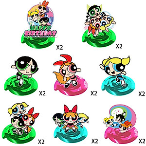 16pcs Power Girls Birthday Decorations Hanging Swirls, Power Girls Birthday Party Decorations, Power Girls Party Decorations, Foil Hanging Swirls Decorations Girl Power Party Supplies for Kids