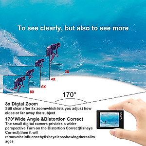 SJCAM SJ6Pro 4K60fps 24MP Dual Screen Action Camera with WiFi, 6-aixs Image Stabilization,170° FOV 8X Zoom, Underwater 40m Waterproof Camera Support External MIC, 2 * 1000mAh/64G Card/Ride Kits