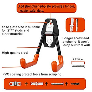 PHUNAYA Garage Storage Utility Hooks,Wall Mount&Heavy Duty Garage Hanger & Organizer to Handle Ladder, Hold Chairs,with Premium Steel to Hang Heavy Tools for Up to 55lbs(4Pack*7.5Inch)