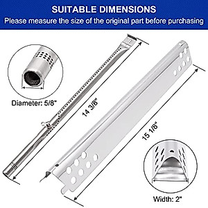 Aibabcue Grill Replacement Parts for Charbroil Advantage Series 4 Burner 463432215, 463344015, 463343015, 463433016, 463234815, Stainless Heat Plate Shield, Grill Burner, Adjustable Carryover Tube