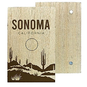 Sonoma California Souvenir 2" x 3" Engraved Wooden Fridge Magnet Cactus Desert Design Single