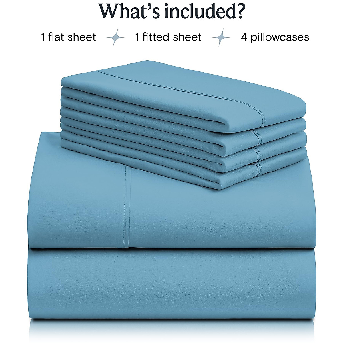 LuxClub 6 PC Full Size Sheet Set Sheets Deep Pockets 18" Eco Friendly Wrinkle Free Cooling Sheets Machine Washable Hotel Bedding Silky Soft - Denim Full