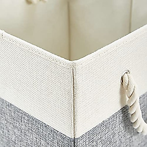 Onlycube Foldable Fabric Storage Bins 13x13x13 inch for Cube Organizer with Cotton Rope Handles, Collapsible Basket Box Organizer for Shelves and Closet, Beige/Grey, 4Pack