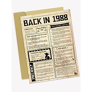 Smnwinsl 1988 Large Birthday Cards, 36th Birthday Gifts for Men and Women, His/Her 36th Birthday Decorations, Husband Wife 36th Birthday Party Table Decorations