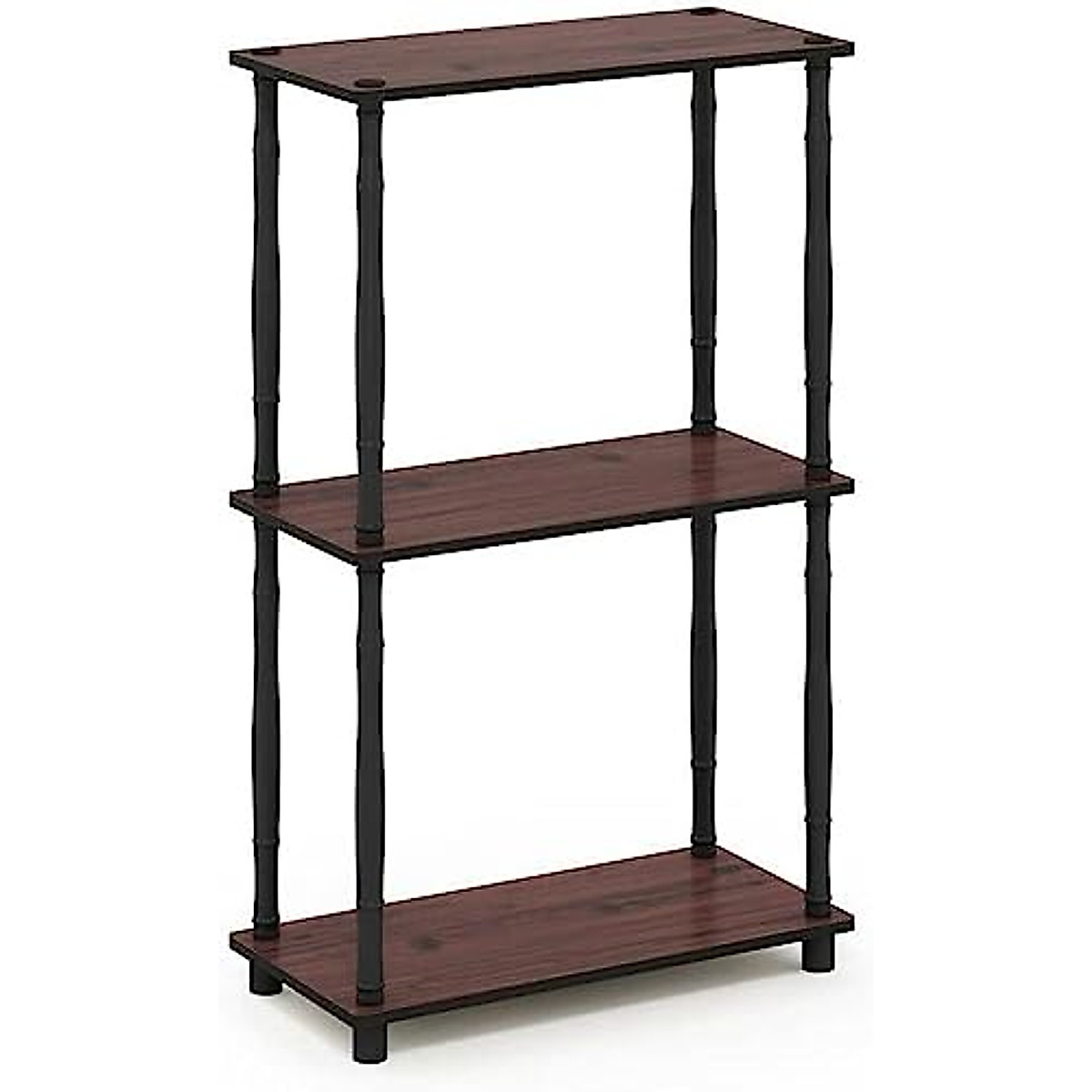 Furinno Turn-N-Tube 3-Tier Compact Multipurpose Shelf Display Rack with Classic Tube, Dark Cherry/Black