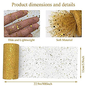 levylisa Glitter Tulle Rolls 6 Inch by 50 Yards Gold Fabric Spool Tulle Ribbon for DIY Tutu Birthday Party Wedding Decorations Christmas Craft Supplies