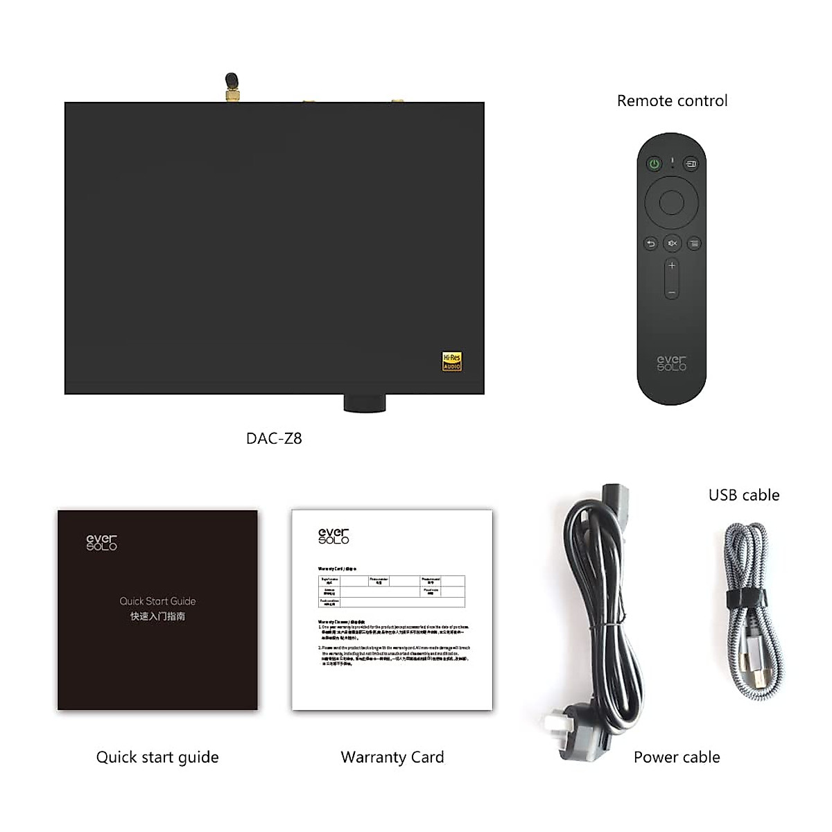 EverSolo DAC-Z8 DAC&Headphone Amplifier, Digital to Analog Converter MQA Full Decoder ES9038Pro XMOS DSD512 PCM768kHz/32Bit Bluetooth 5.0