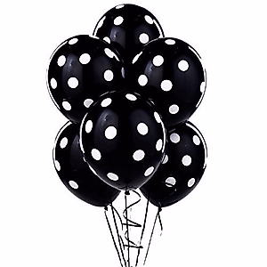 AnnoDeel 50 Pcs 12" Latex Balloons, Black Polka Dot Balloons for Brithday Balloon Wedding Balloon decoration