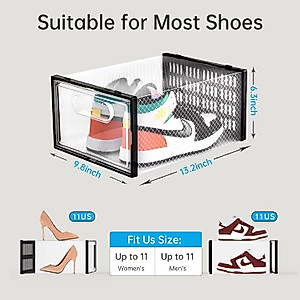 Clemate 15 Pack Shoe Storage Boxes, Clear Plastic Stackable Shoe Organizer for Closet, Shoe Box with Magnetic Door, Foldable Shoe Storage Bin, Sneaker Storage Box Shoe Rack Container Holder