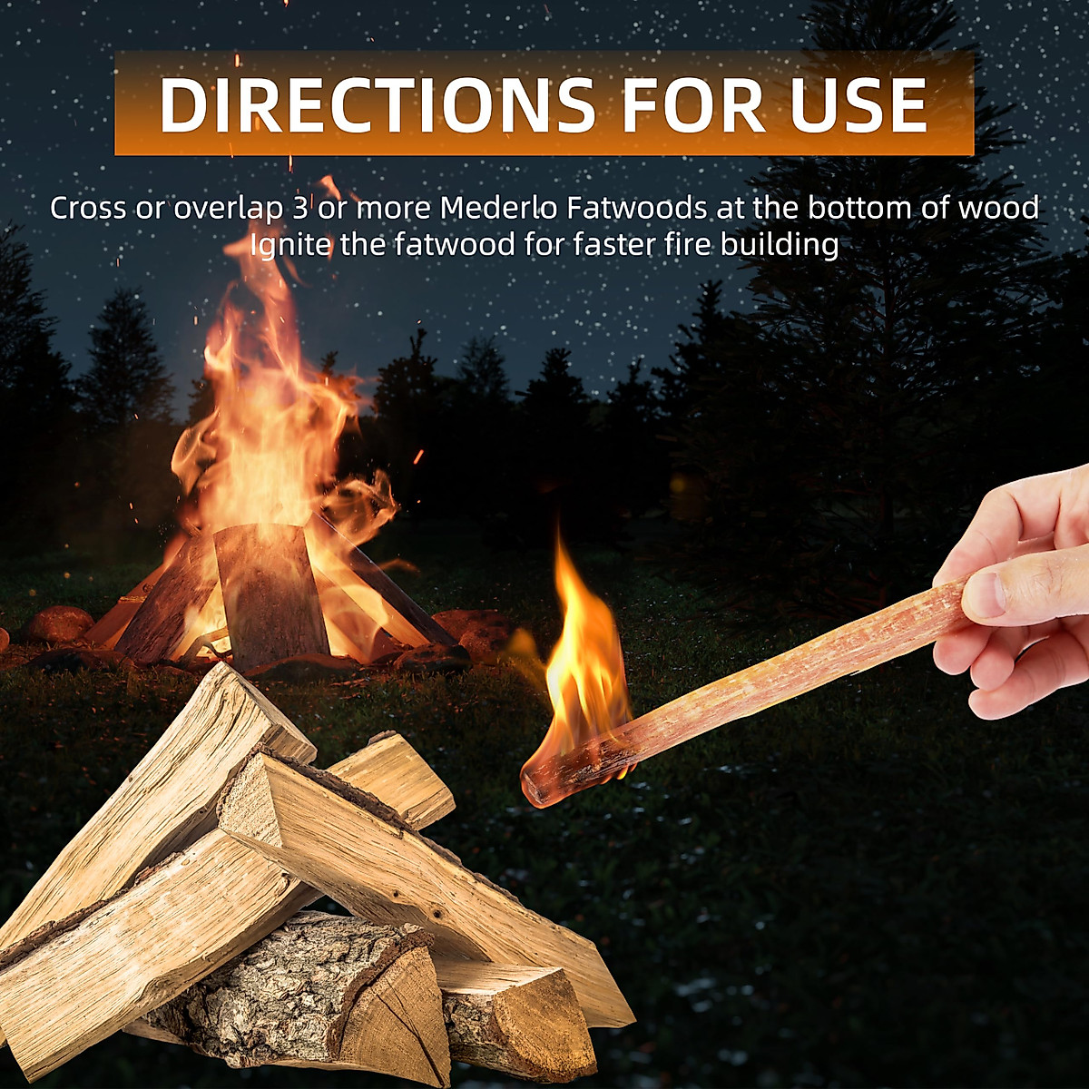 2 lbs Fatwood Fire Starter Sticks, 100% Natural Kindling Firewood Firestarter for Stoves, Pine Wood for Fireplaces, Campfires, Bonfires, Grill