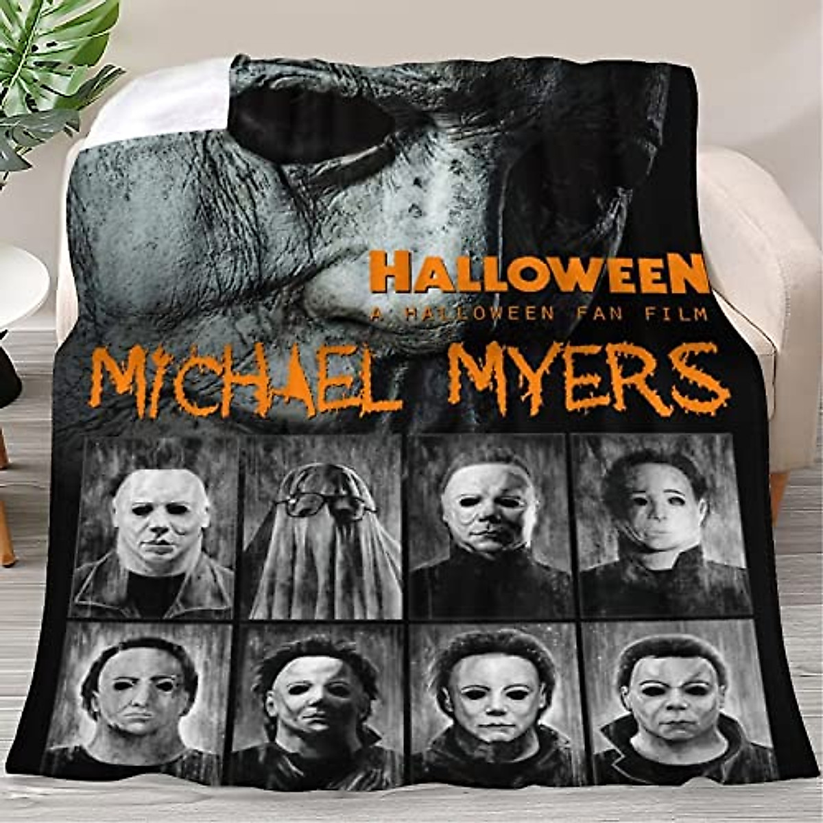 GIMCJOK Nice Michael Halloween Myers Throw Blanket, Flannel Blankets and Throws for Couch, Super Cozy Air Conditioned Blanket 40''x50''