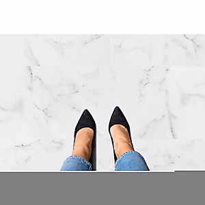 Palazzo Self Adhesive 12-Inch Vinyl Floor Tiles, 20 Rectangular Tiles - 12" x 24", Luxe White Pattern - Peel & Stick, DIY Flooring for Kitchen, Dining Room, & Bedrooms by Achim Home Décor