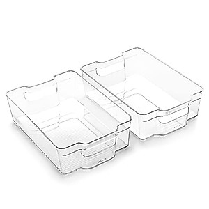 BINO | Stackable Storage Bins, Large - 2 Pack | THE STACKER COLLECTION | Clear Plastic Storage Bins | Built-In Handles | BPA-Free | Containers for Organizing Kitchen Pantry | Multi-Use Organizer Bins