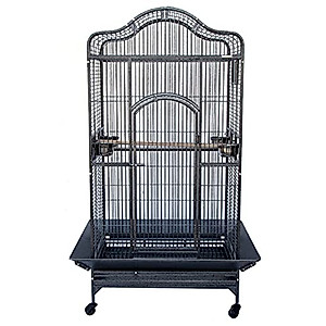 Extra Large Wrought Iron Open/Close Play Top Bird Parrot Cage, Include Metal Seed Guard Solid Metal Feeder Nest Doors Overall Dimensions: 35.25" Wx29.5 Lx62 H(with Seed Skirt)