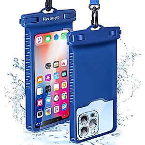 Niveaya 3D Waterproof Phone Case, IPX8 Shockproof Waterproof Phone Pouch Dry Bag for iPhone 14 13 12 11 Pro Max SE 2020 XS Max XR X 8 7 6s Plus S10 S9 S20 S21 Note 20/10. Dark Blue