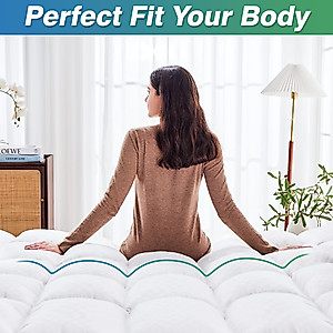 Lunsing Queen Mattress Topper, Extra Thick Pillow Top Queen Size Mattress Pad Cover for Back Pain, 6-21 inches Deep Pocket, 60 x 80 inches