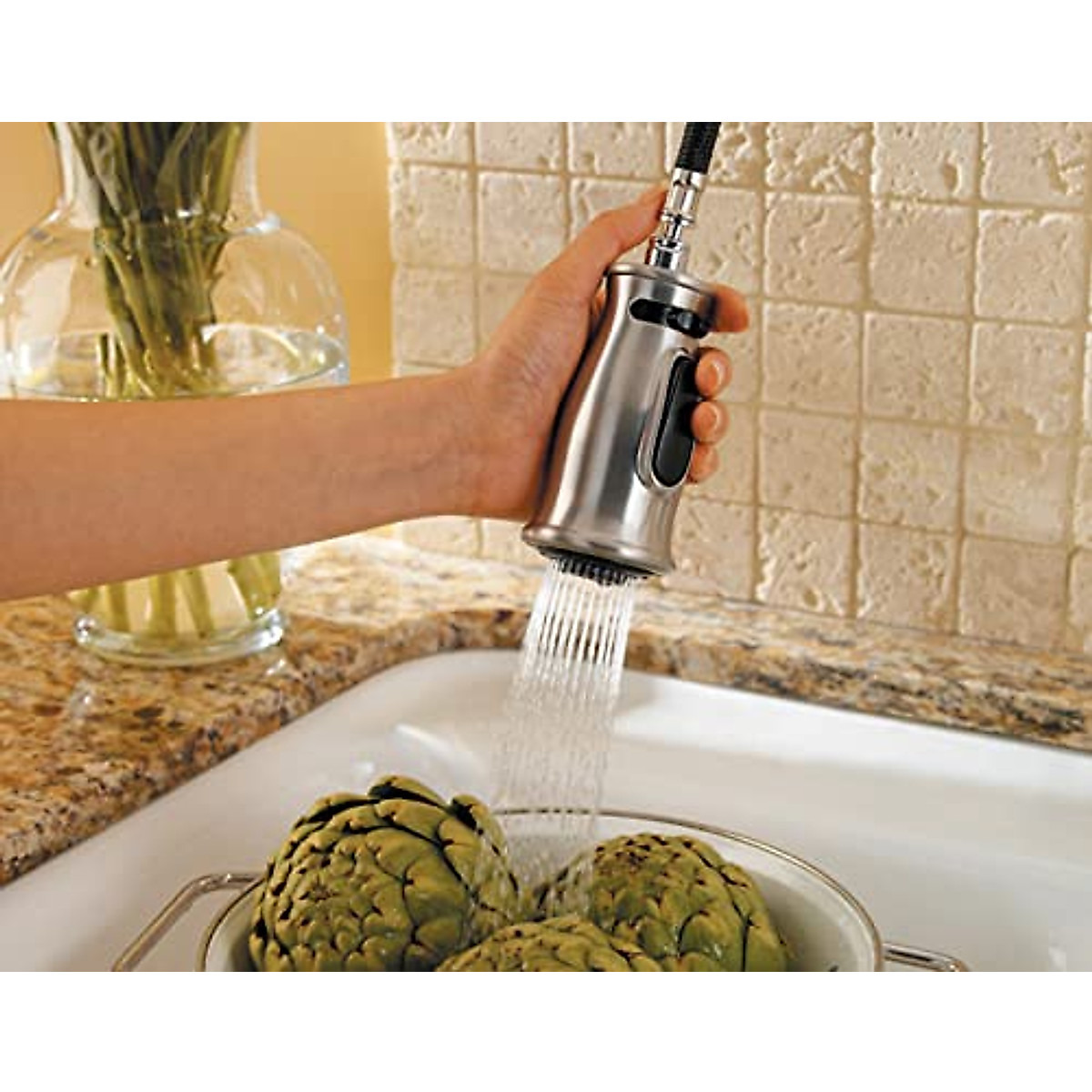 Pfister GT529-TMC GT529-TMC Hanover 1-Handle Pull-Down Kitchen Faucet with Soap Dispenser, Chrome