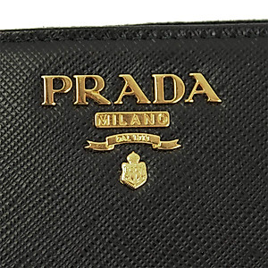 Prada Black Leather W/metal logos Coin case 1MM268 Nero
