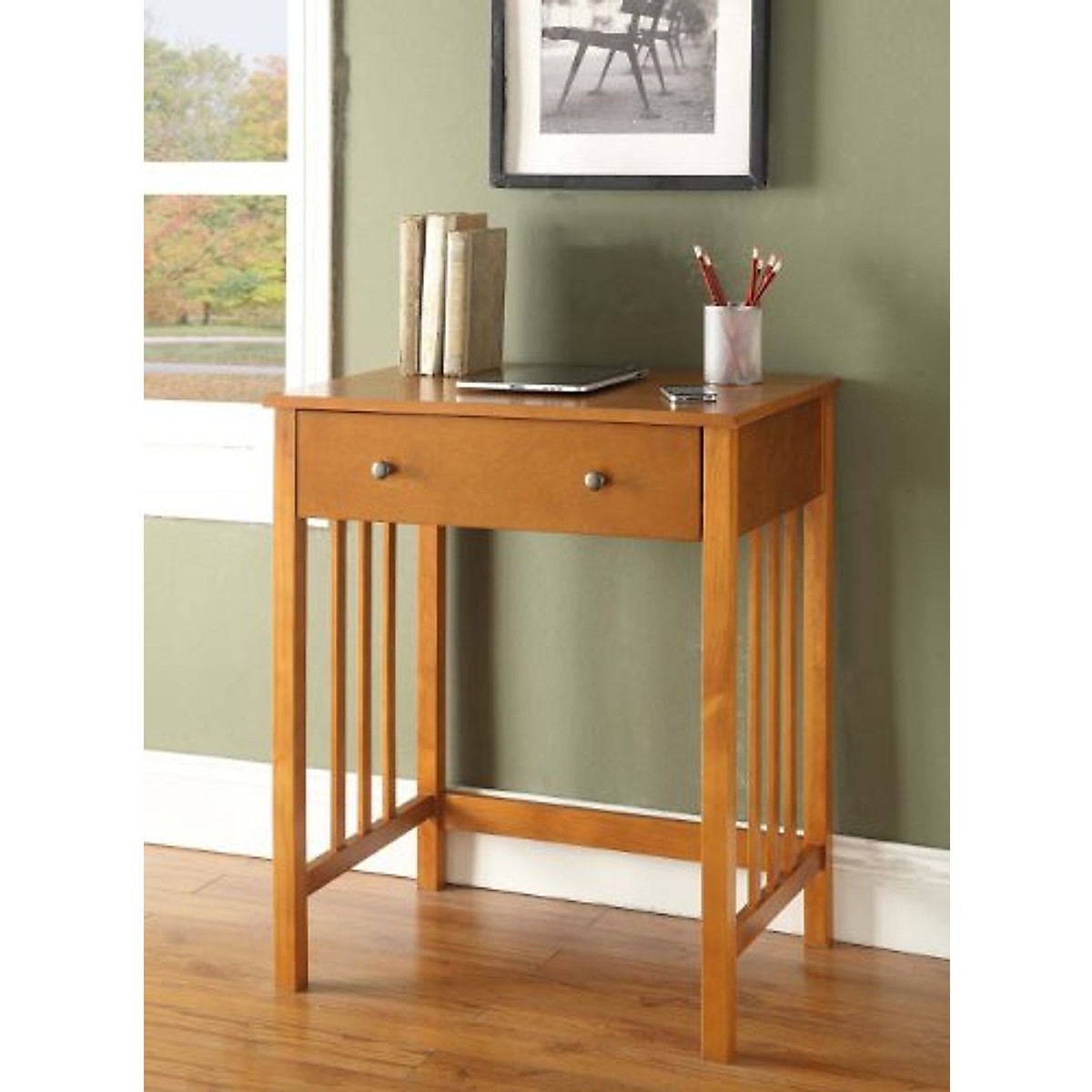 Convenience Concepts Designs2Go Mission Desk with Keyboard Drawer, Oak