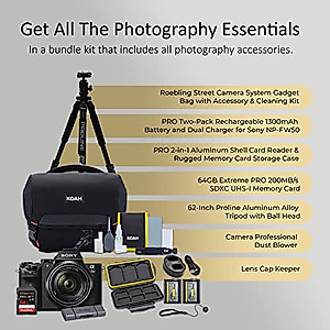Sony Alpha a7II Mirrorless Digital Camera with 28-70mm OSS Lens Bundle with 60-Inch Tripod, Camera Bag, 64GB SD Card, Card Case and Reader, Battery and Dual Charger, and Lens Cap Keeper (8 Items)
