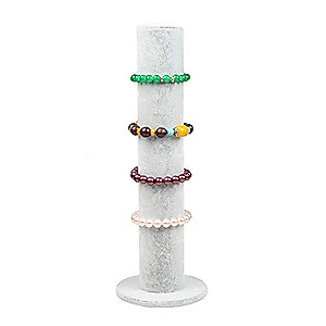 BOCAR Velvet Vertical Tower Jewelry Bracelet Display Stand Bangle T-Bar Display Holder (CTZ- gray)