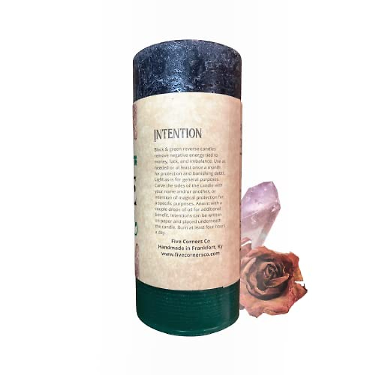 Jinx Reversal Candle by Five Corners Co - 2x4 Double Action to Banish Debt and Attract Prosperity - Candle Magic for Spells, Conjure and Witchcraft - Black Green Scented Pillar Candle