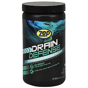 Zep Drain Defense Enzymatic Drain Cleaner Powder 18 Ounces (Case of 2) ZDC16 - Safe for Pipes and Septic Systems