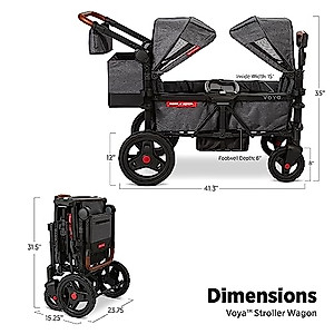 Radio Flyer Voya Stroller Wagon, 2 Seater Wagon Stroller for Kids with Low Sides, Baby Stroller Wagon, Double Stroller