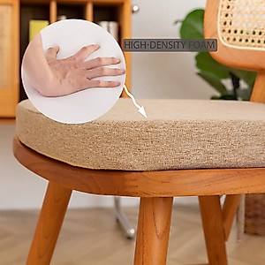 Eiury Kitchen Chair Cushions with Ties - High Density Sponge Seat Cushion and Dining Room Chair Pad 17 X 16.5 Inches Non Slip Rubber Back Seat Cover Machine Washable Set of 4 Beige