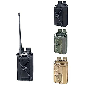Tactical Radio Pouch Holder Molle Radio Holster Military Heavy Duty Radios Pouch Bag for Two Ways Walkie Talkies, Adjustable Storage Tools Case (Khaki)