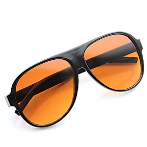 Retro 80s Tear Drop Plastic Aviator Sunglasses w/Blue Blocking Lens (Black)