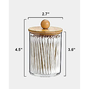 WUBY (4Pcs) Bathroom Jar with Lid, Cotton Ball Holder Bathroom Decorative Container,Holder for Storing Cotton Swabs, Cotton Balls, Dental Floss and Cotton Round Pads