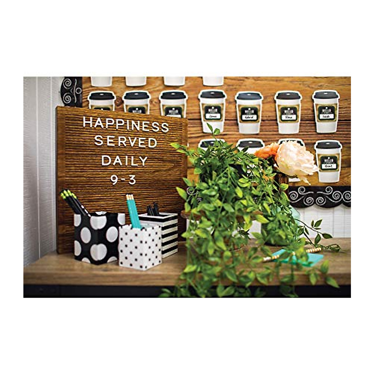 Schoolgirl Style Simply Stylish 3-Piece Polka Dot Pencil Cup Holder Set, Assorted Black and White Pencil Cup Holders, Classroom Supplies Organizer for Desk Organization, Black & White Classroom Décor