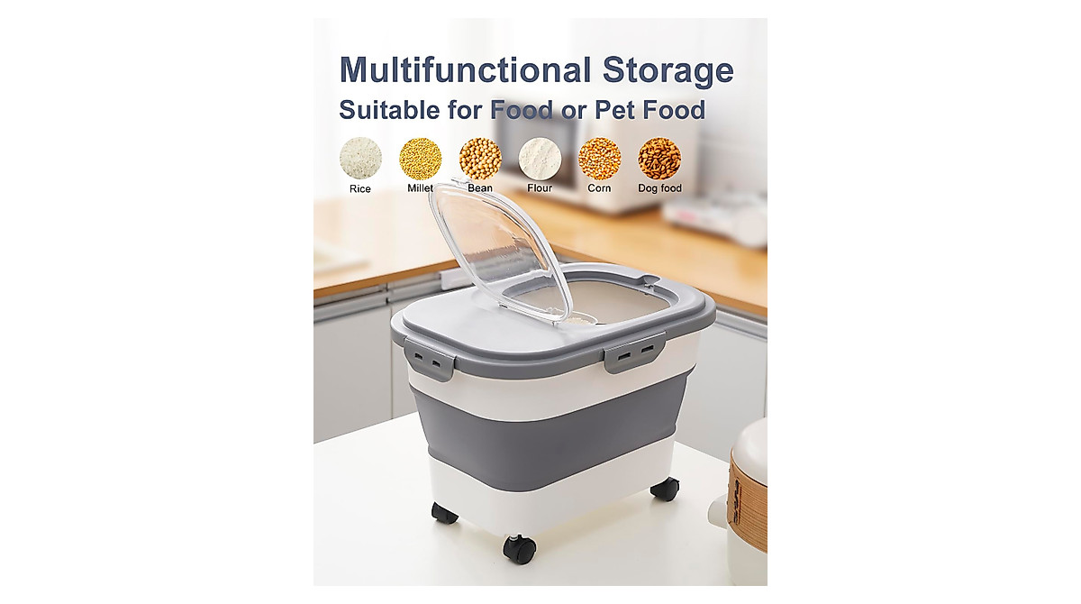 DDMOMMY Rice Storage Container with Wheels - 20-30Lbs