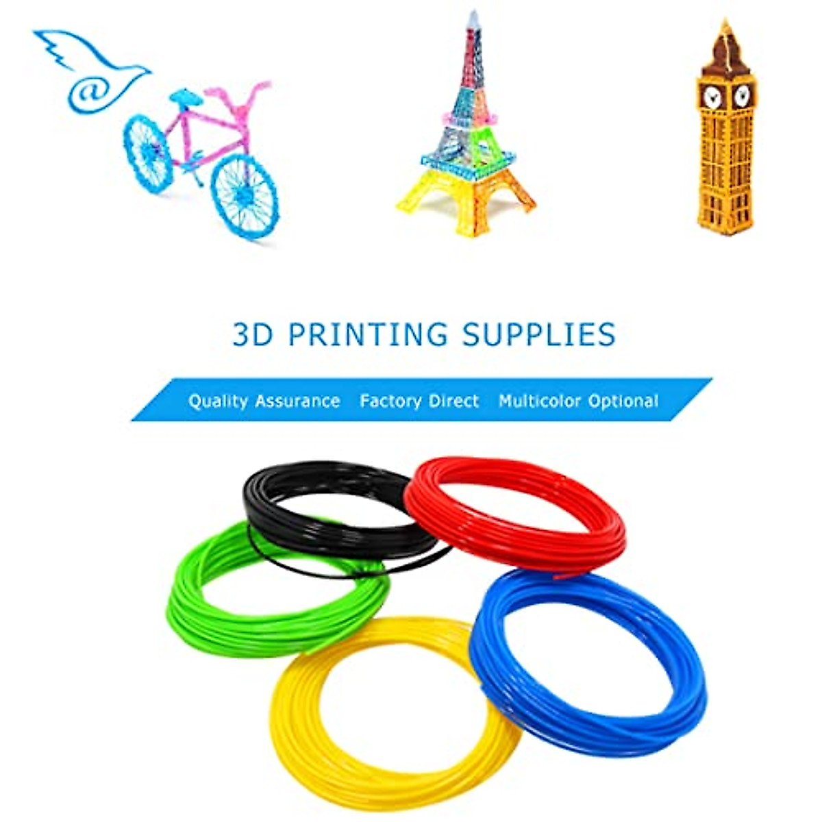 Printing Filament, 3D Printing Pen Filament Refills Flexibility 3D Printer PLA Filament 1.75mm 2 Rolls 3D Printer Filament Pen Filament